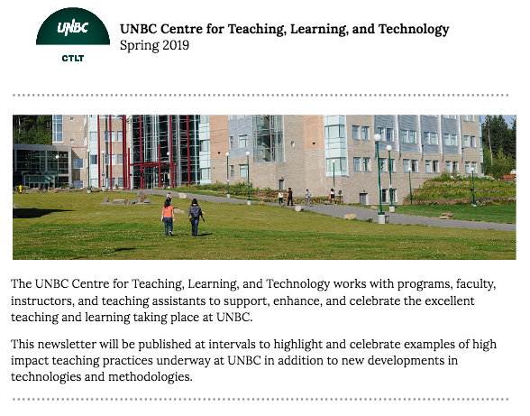 CTLT Spring 2019 Newsletter | UNBC