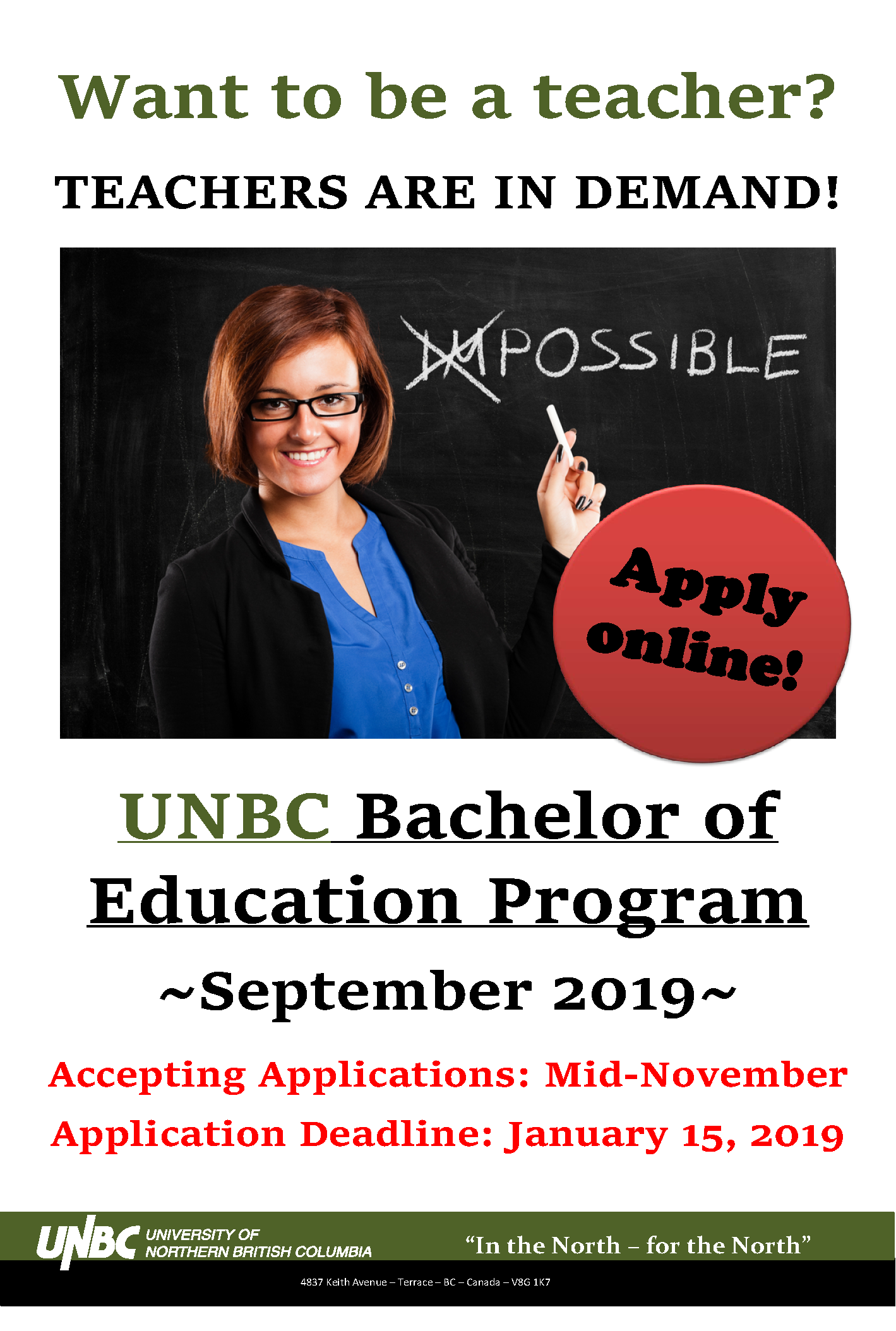 BEd Program Accepting Applications! | UNBC